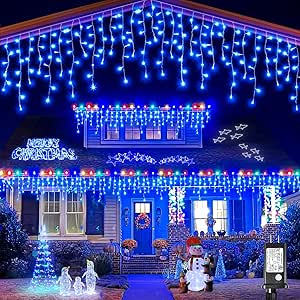 Icicle Christmas Lights Outdoor, 66ft 640 LED Icicle Lights for Outside ...