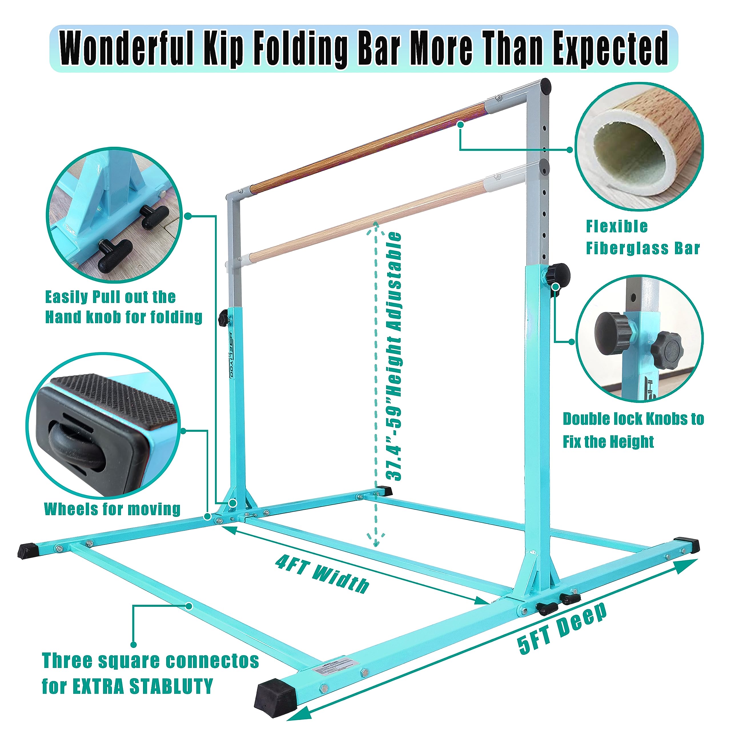 Snapklik.com : Seliyoo Foldable Gymnastic Kip Bar For Kids Ages 3-15 ...