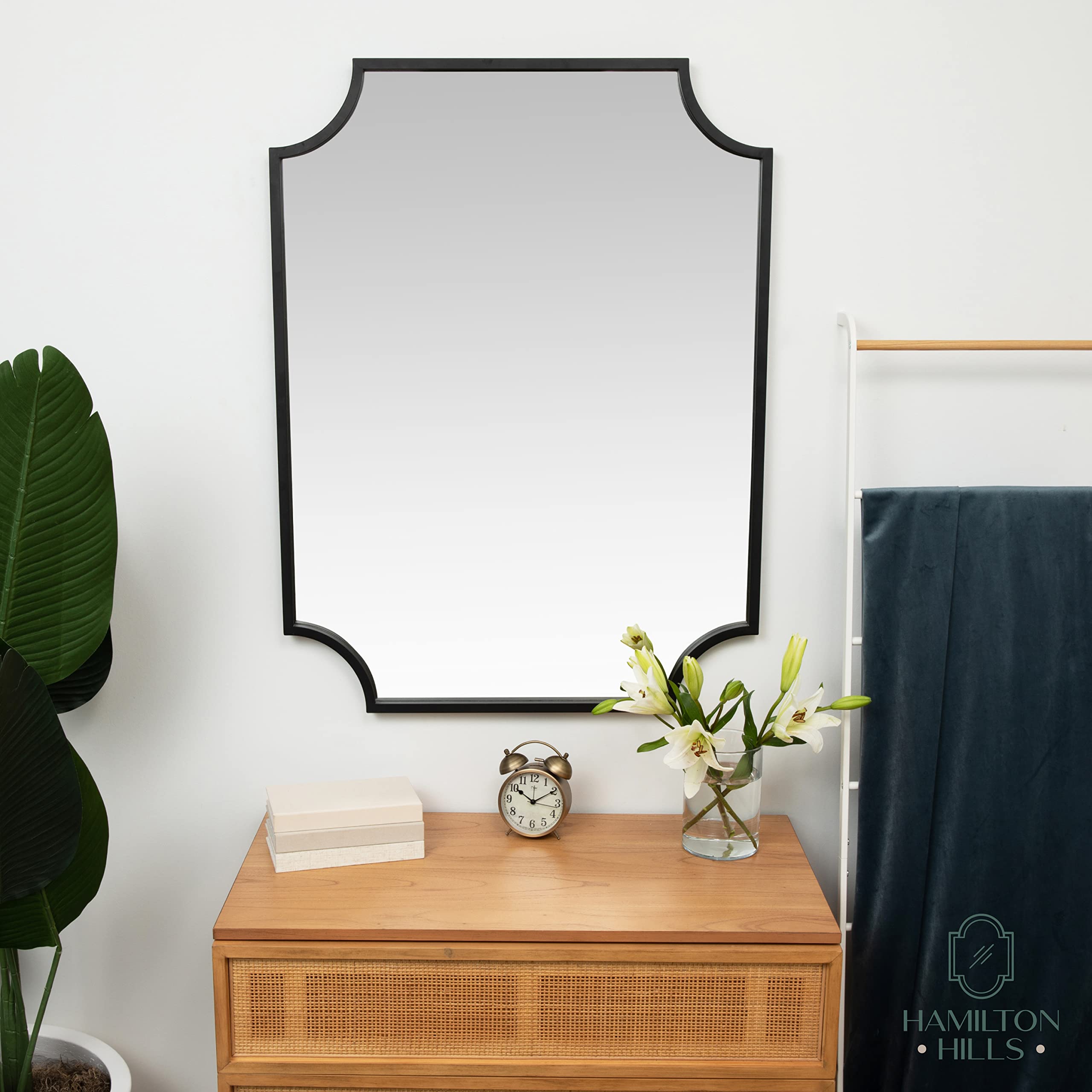 Hamilton Hills Metal Framed 30x40 inch Black Scalloped Mirror | Large ...