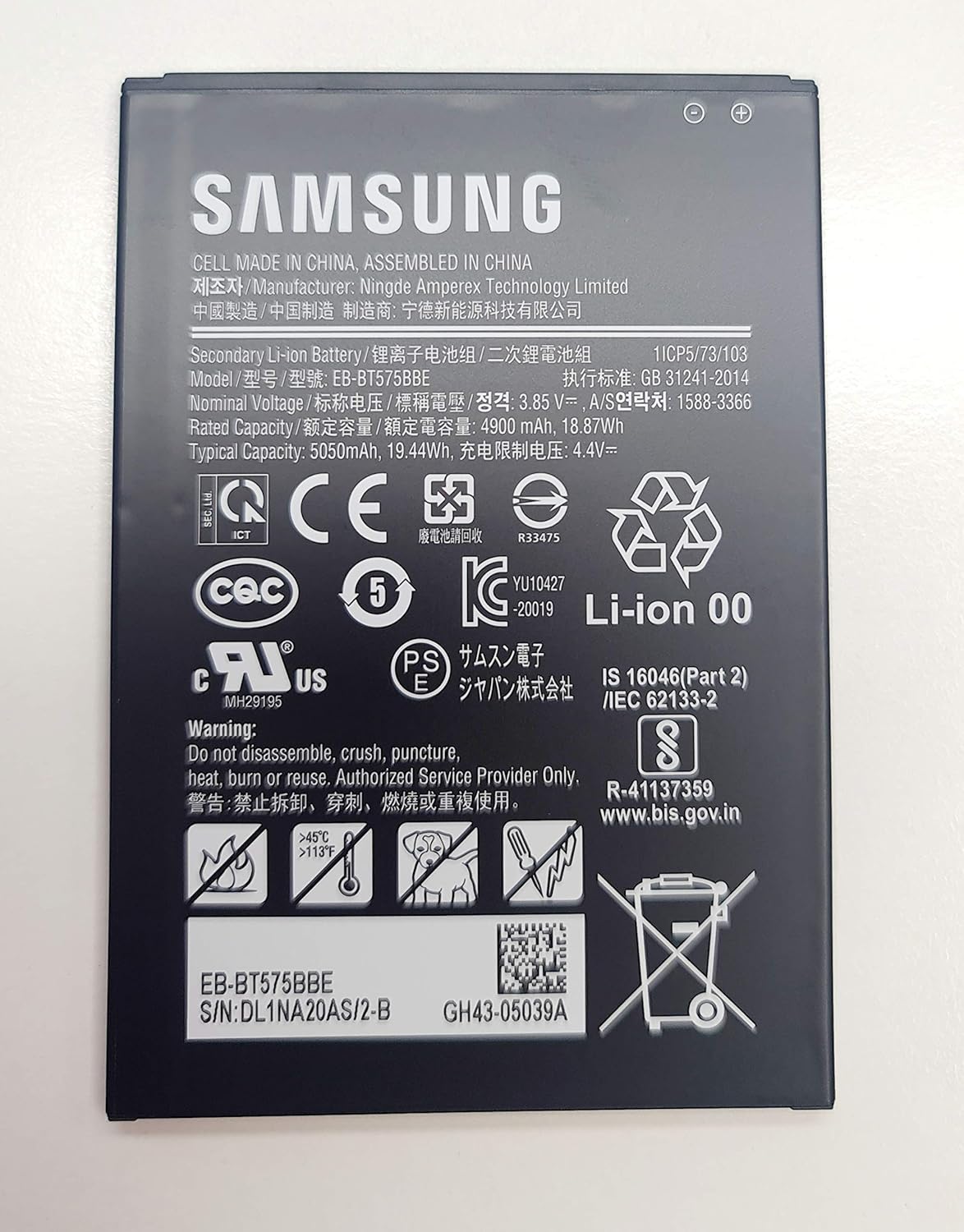 Akku für Original Samsung Galaxy Tab Active 3 Akku SM-T570,T575 EB-BT575BBE 4.900mAh GH43-05039A ...