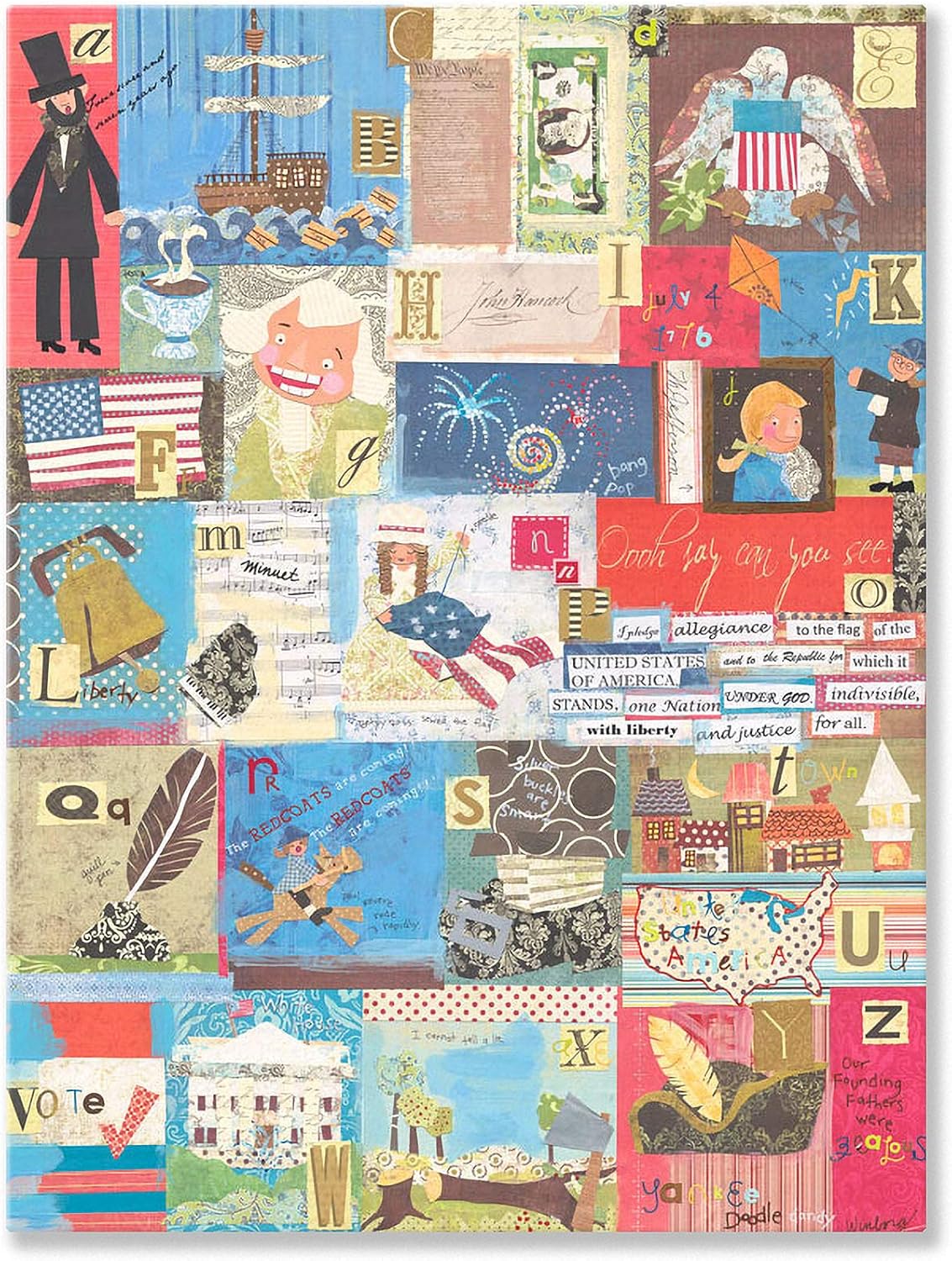 Amazon.com: Oopsy daisy Patriotic Alphabet Stretched Canvas Wall Art by ...