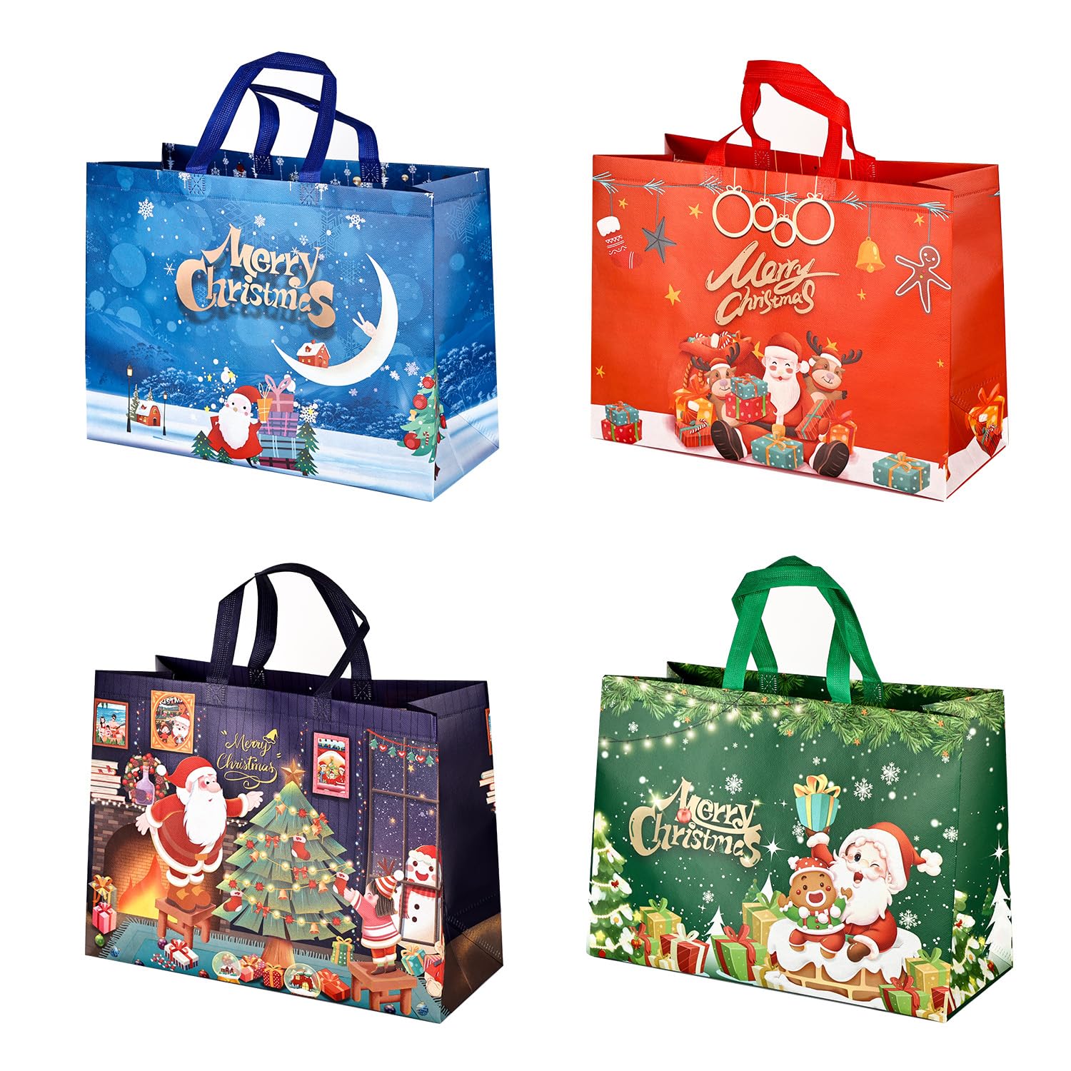Large Non-woven Fabric Gift Bags: Christmas Tote Bags with Handle 4pcs ...