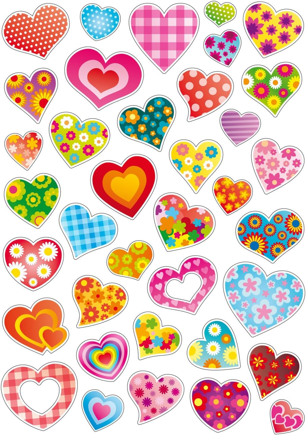 Autocollants Stickers Coeur, Autocollants Adhésifs en Coeur Colorés ...