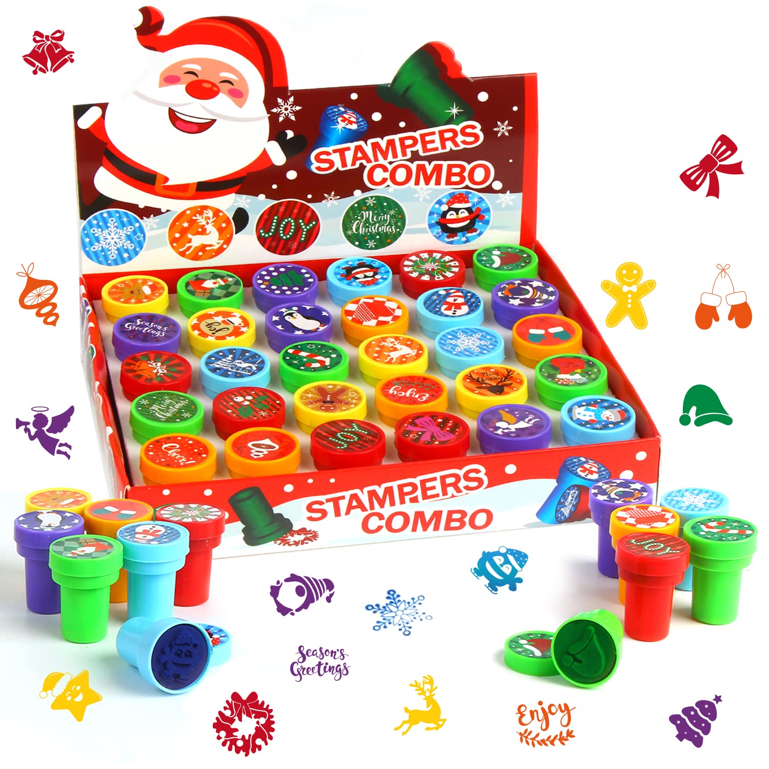 Amazon.com: LOKIPA 30PCS Christmas Stampers, 6 Styles Christmas Stamps ...