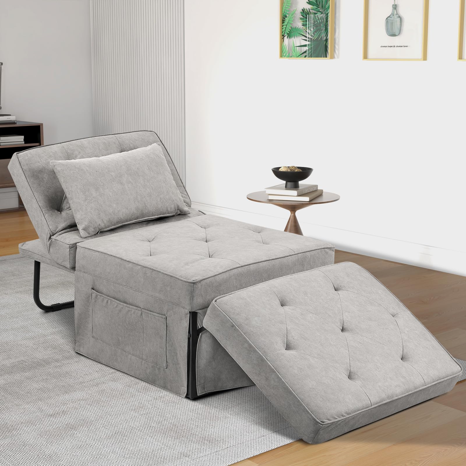 Amazon.com: 4-in-1 Multifunctional Folding Ottoman Bed, Convertible ...