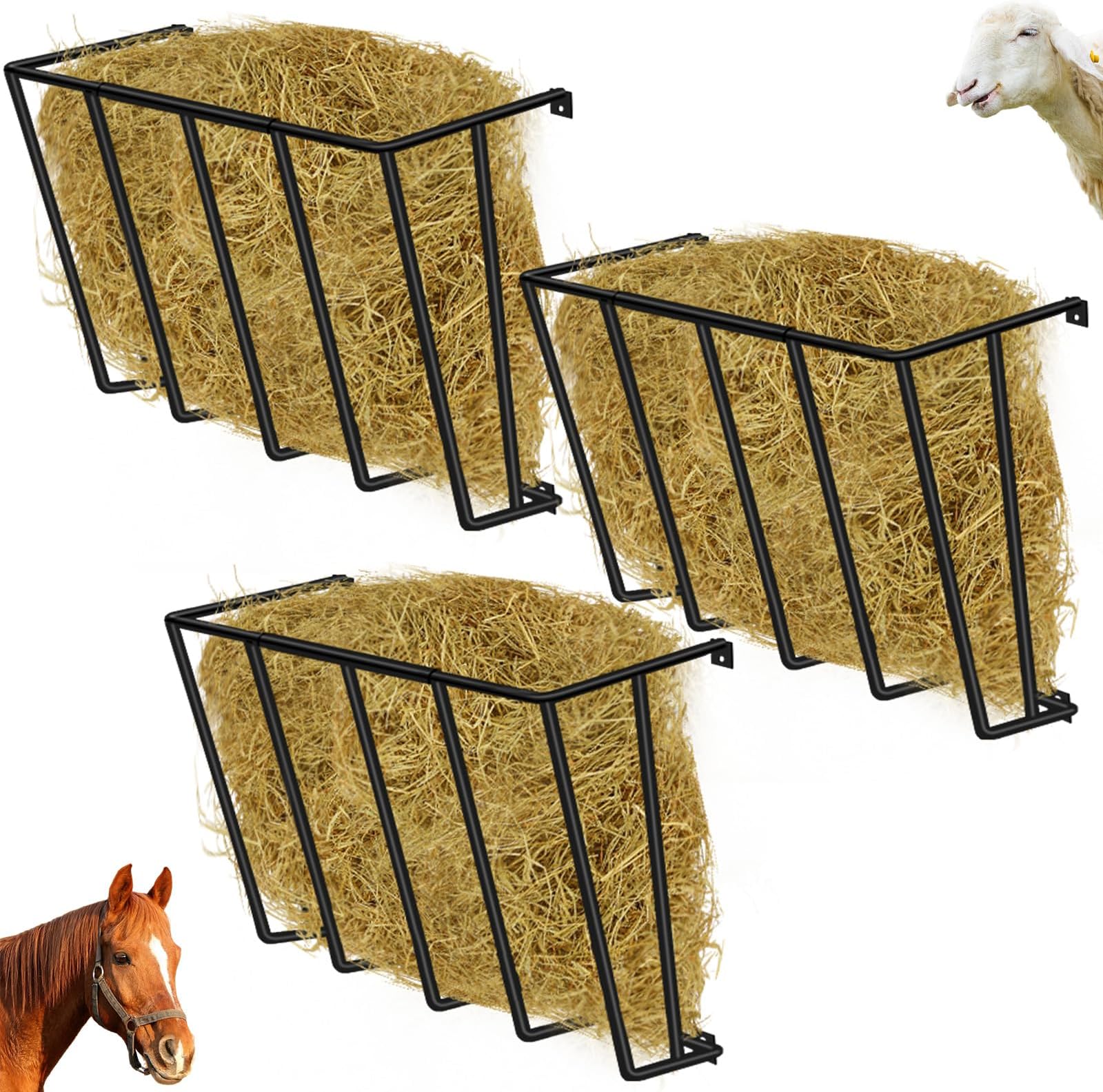 Amazon.com: Zonon 3 Pcs Wall Hay Feeder Mount Detachable Goat Hay Rack ...