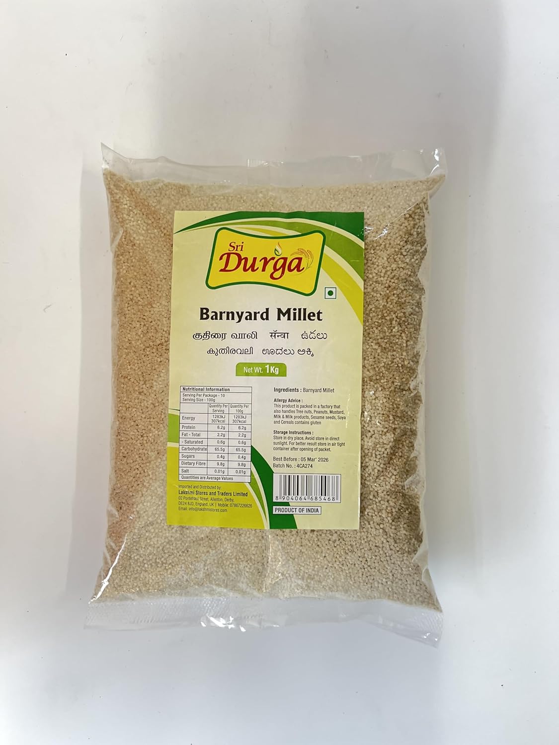 Sri Durga Polished Millet 1kg - Kuthiraivali Rice (Barnyard Millet ...