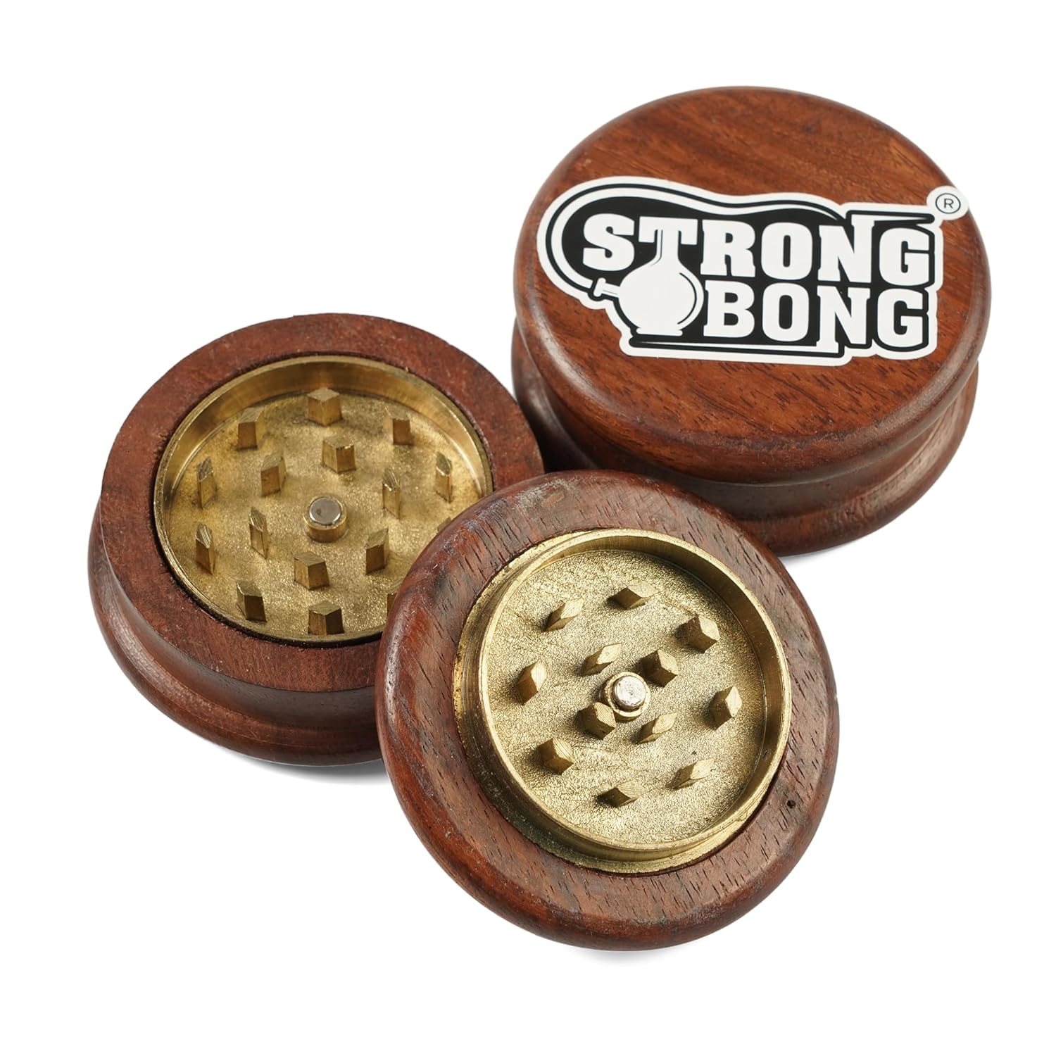 Buy STRONG BONG Wooden Metal Grinder | Size: 50mm 2-Part | Inside Sharp ...