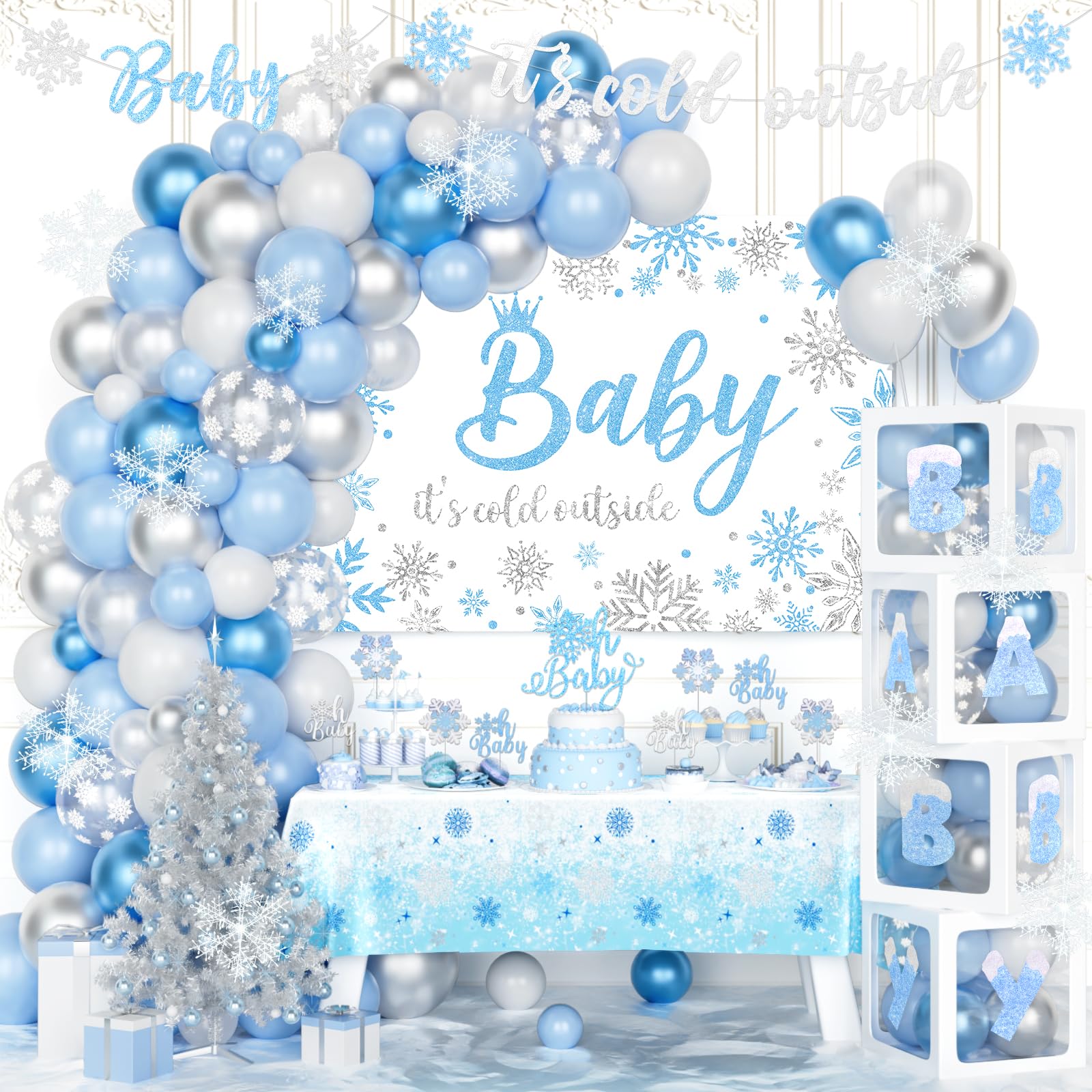 Amazon.com: Hombae Baby Its Cold Outside Baby Shower Decorations Blue ...