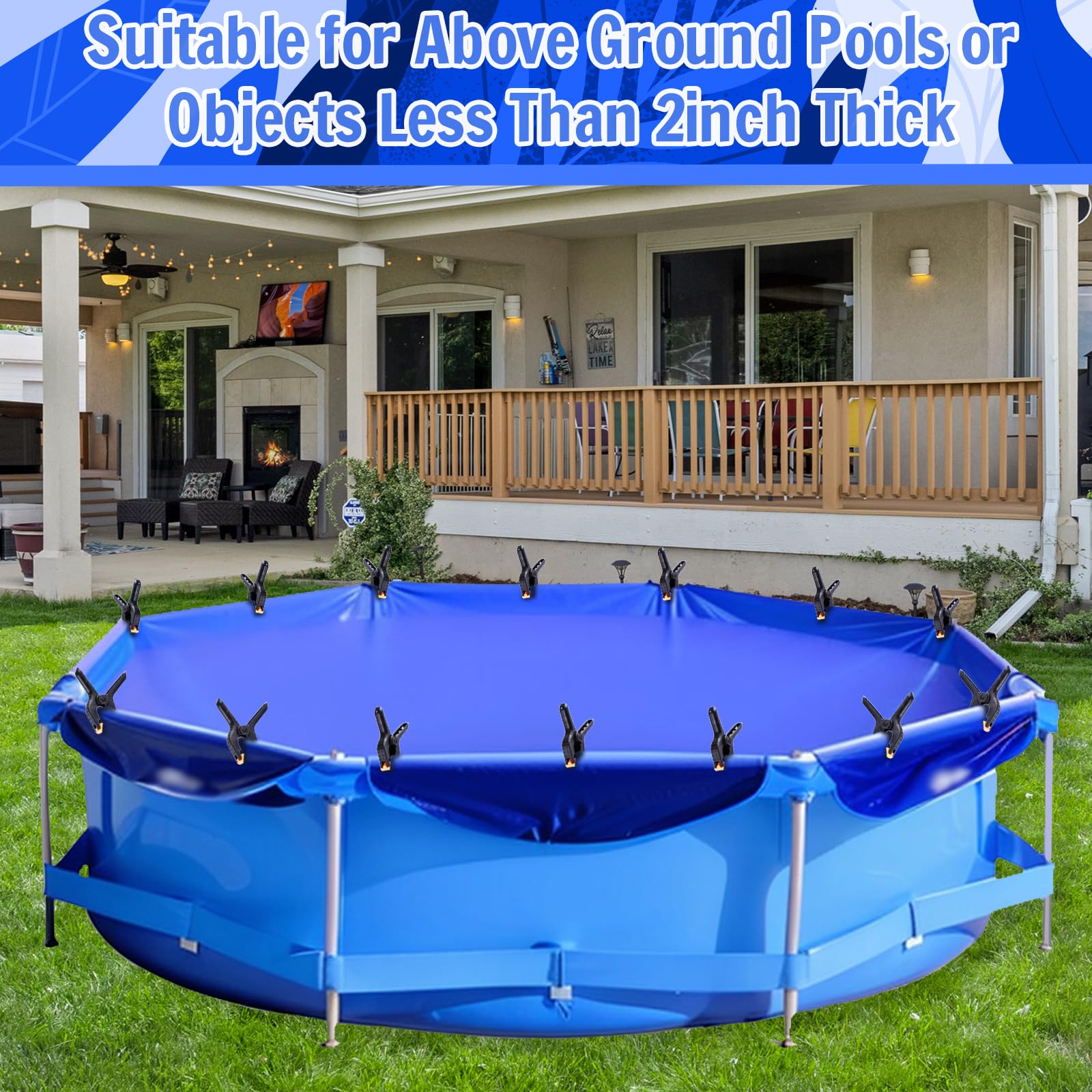 Snapklik.com : 15 Pack Pool Cover Clamps For Above Ground Pools, 4 Inch ...
