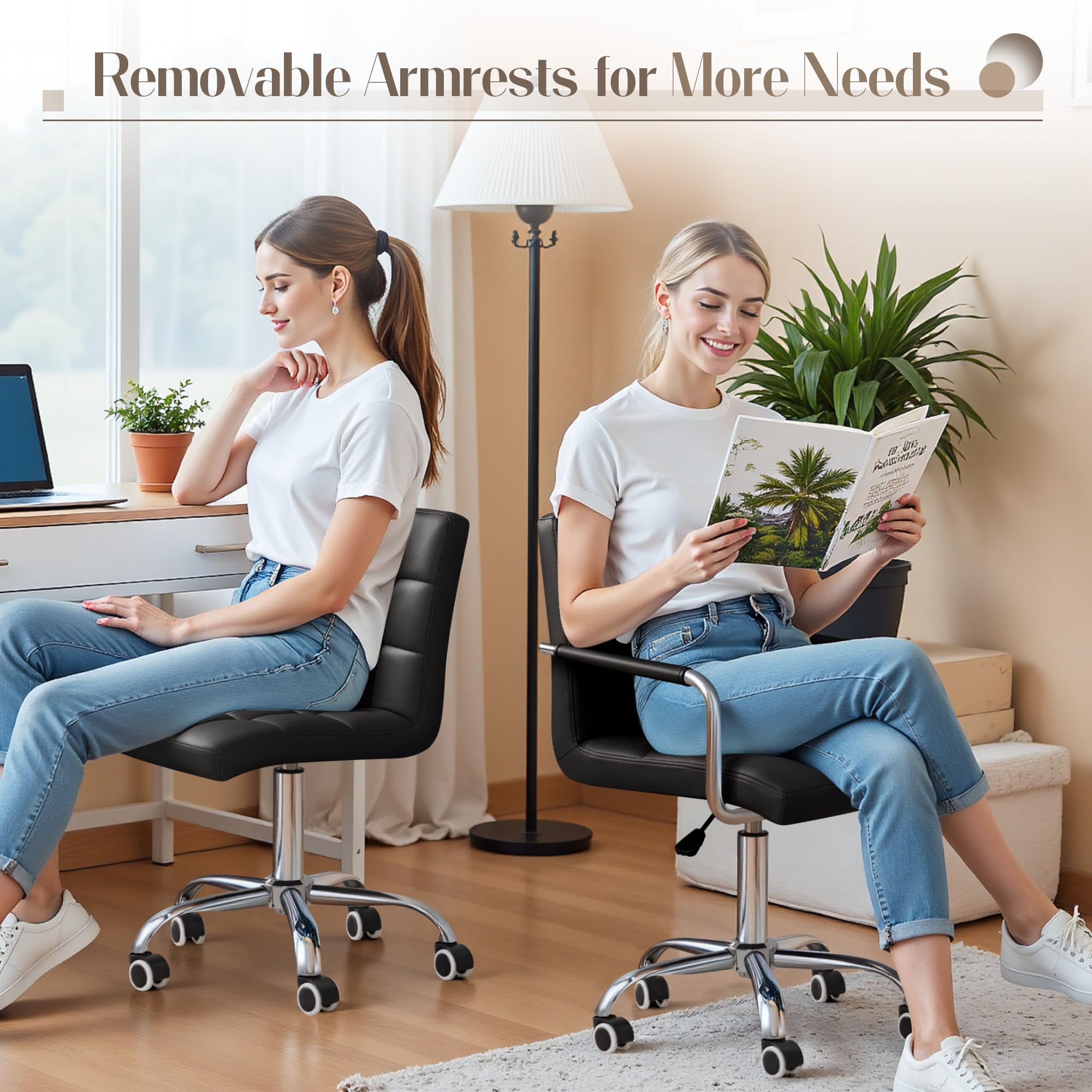 Snapklik.com : Furmax Mid-Back Office Task Chair Ribbed PU Leather ...