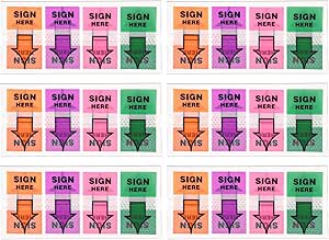 600pcs/6 Packs Sign Here Tabs, Arrow Labels Stickers Sticky Signature ...