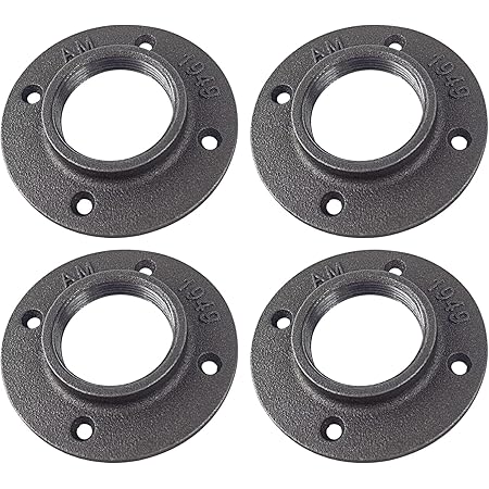 Pipe Décor 2" Malleable Cast Iron Floor Flange 4 Pack, Industrial Steel ...