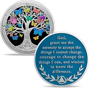 IELCJJ 8 Year Sobriety Coin, Vintage Recovery Tree of Life Sobriety ...