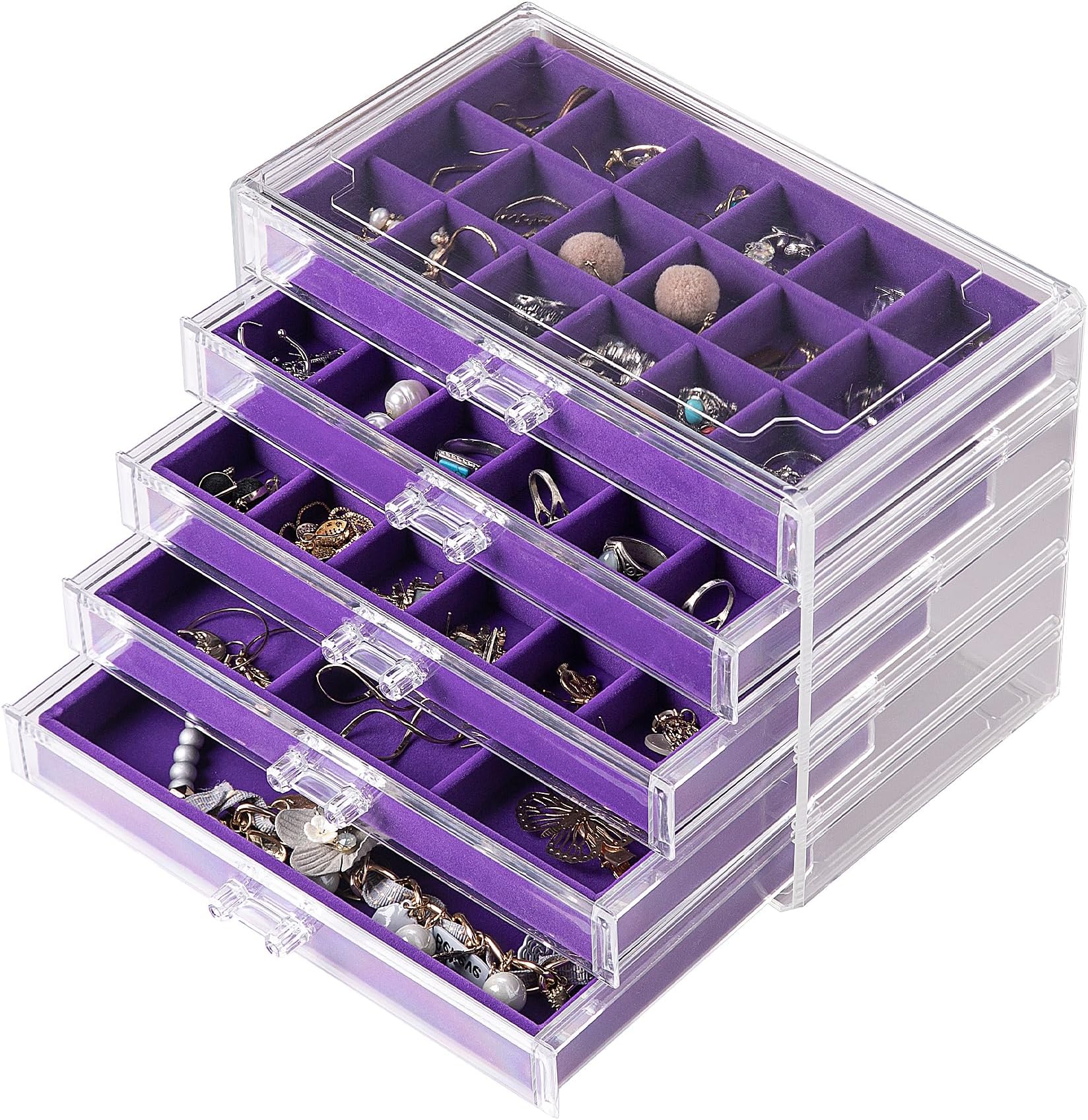 Amazon.com: YUFONG Earring Organizer Box Acrylic Jewelry Organizer with ...