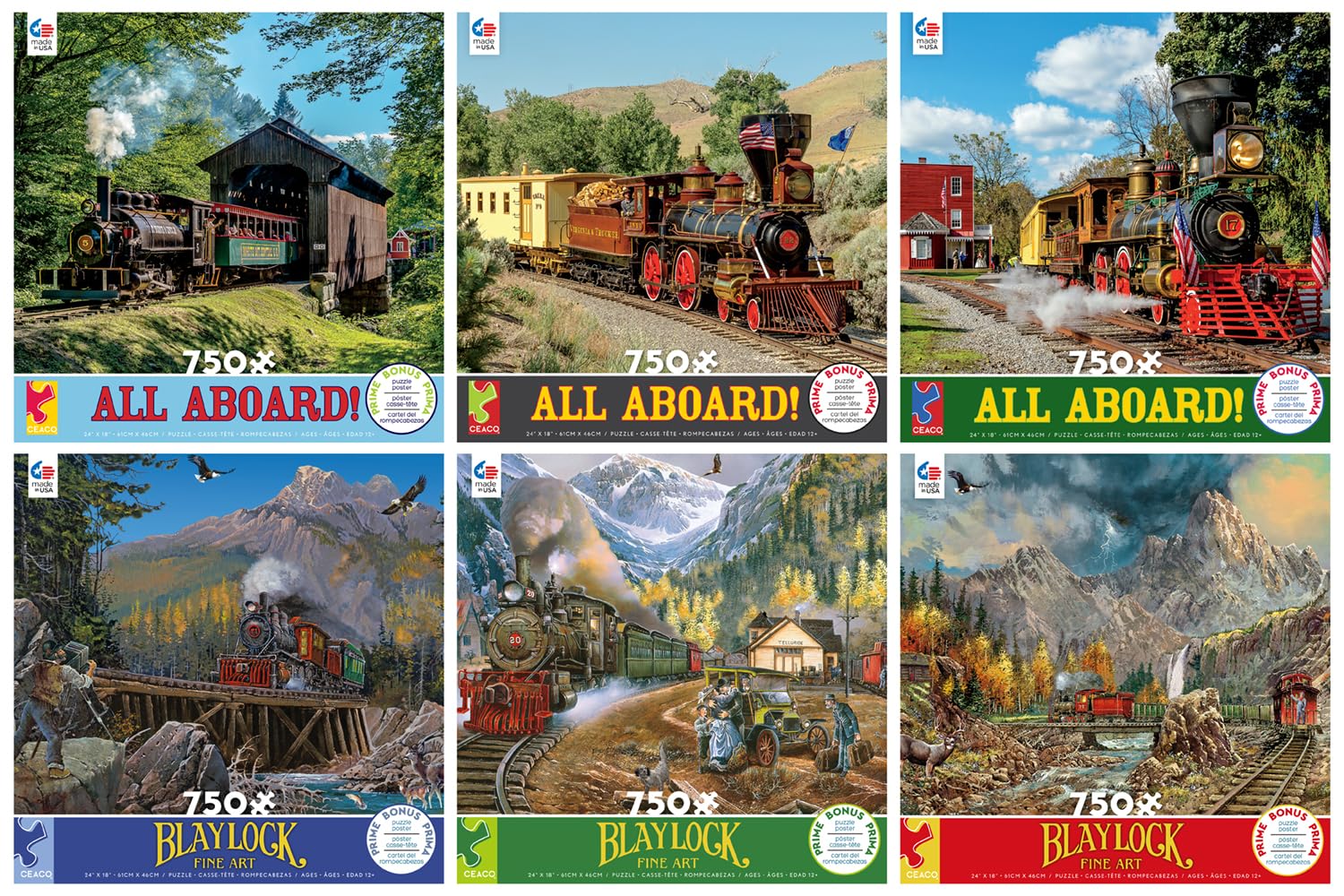 Ceaco| All Aboard/Ted Blaylock | 750 Piece Jigsaw Puzzle Value Pack ...