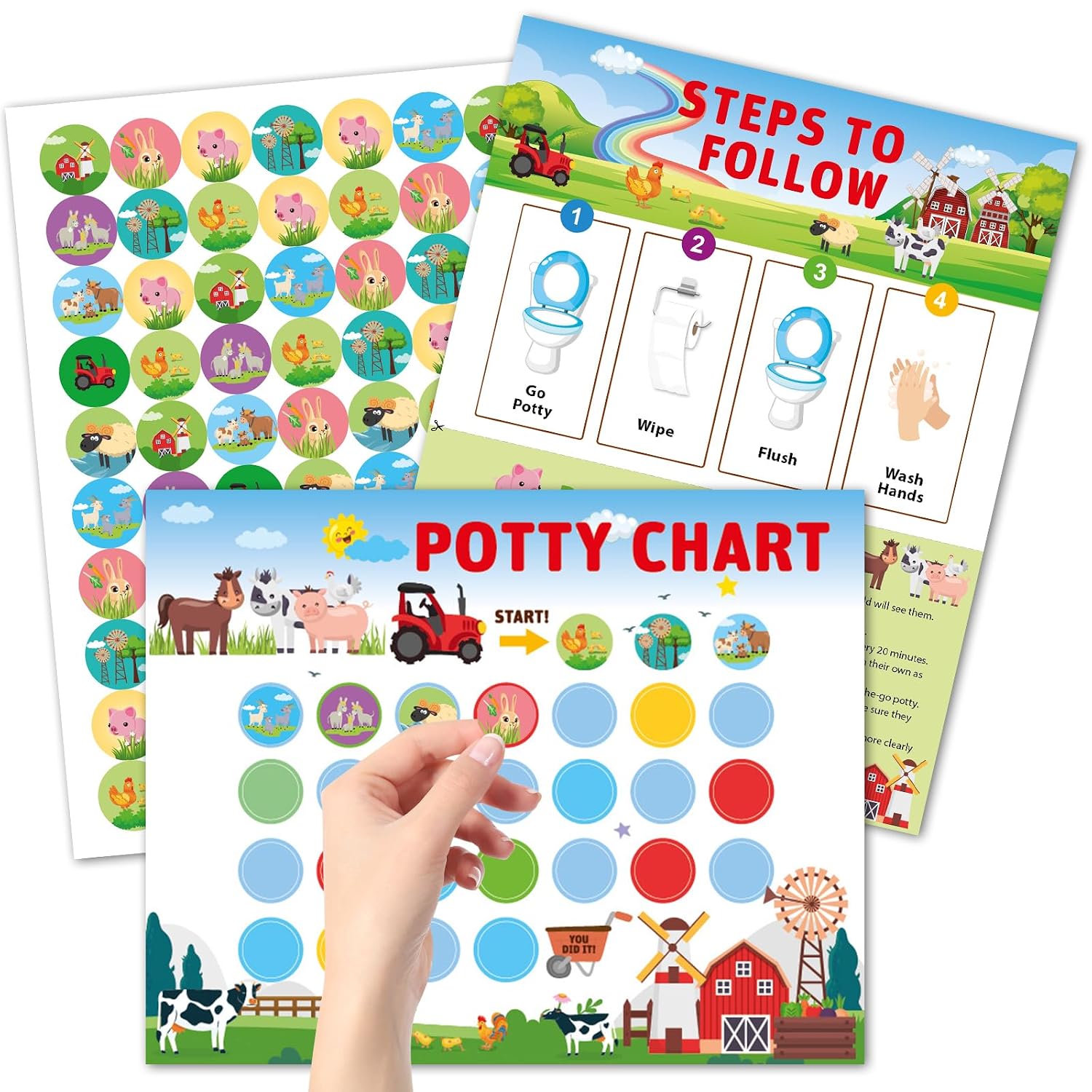 Amazon.com: Potty Training Chart for Toddlers Boys and Girls, Farm ...