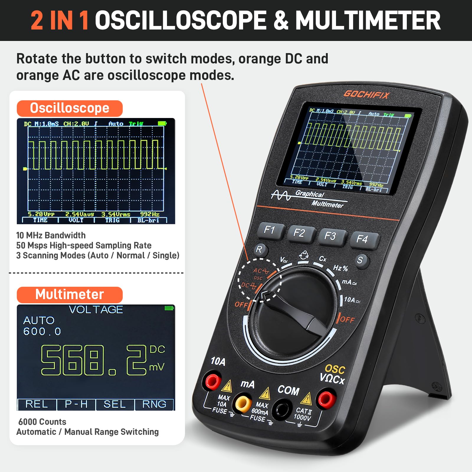 Snapklik.com : Handheld Oscilloscope Multimeter, 2 In 1 Portable ...