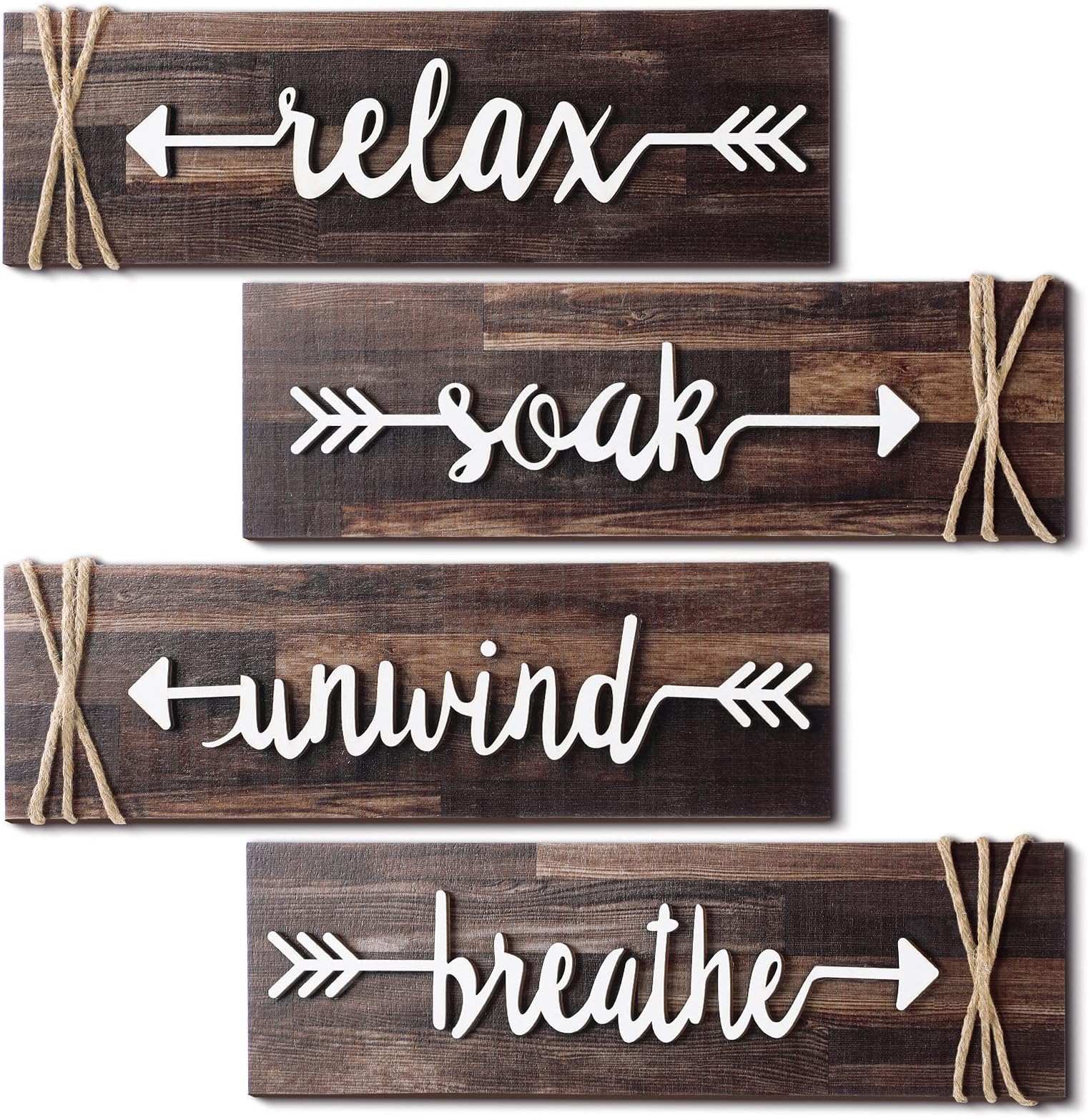 Amazon.com : 4 Pieces Farmhouse Bathroom Wall Decors Relax Soak Unwind ...