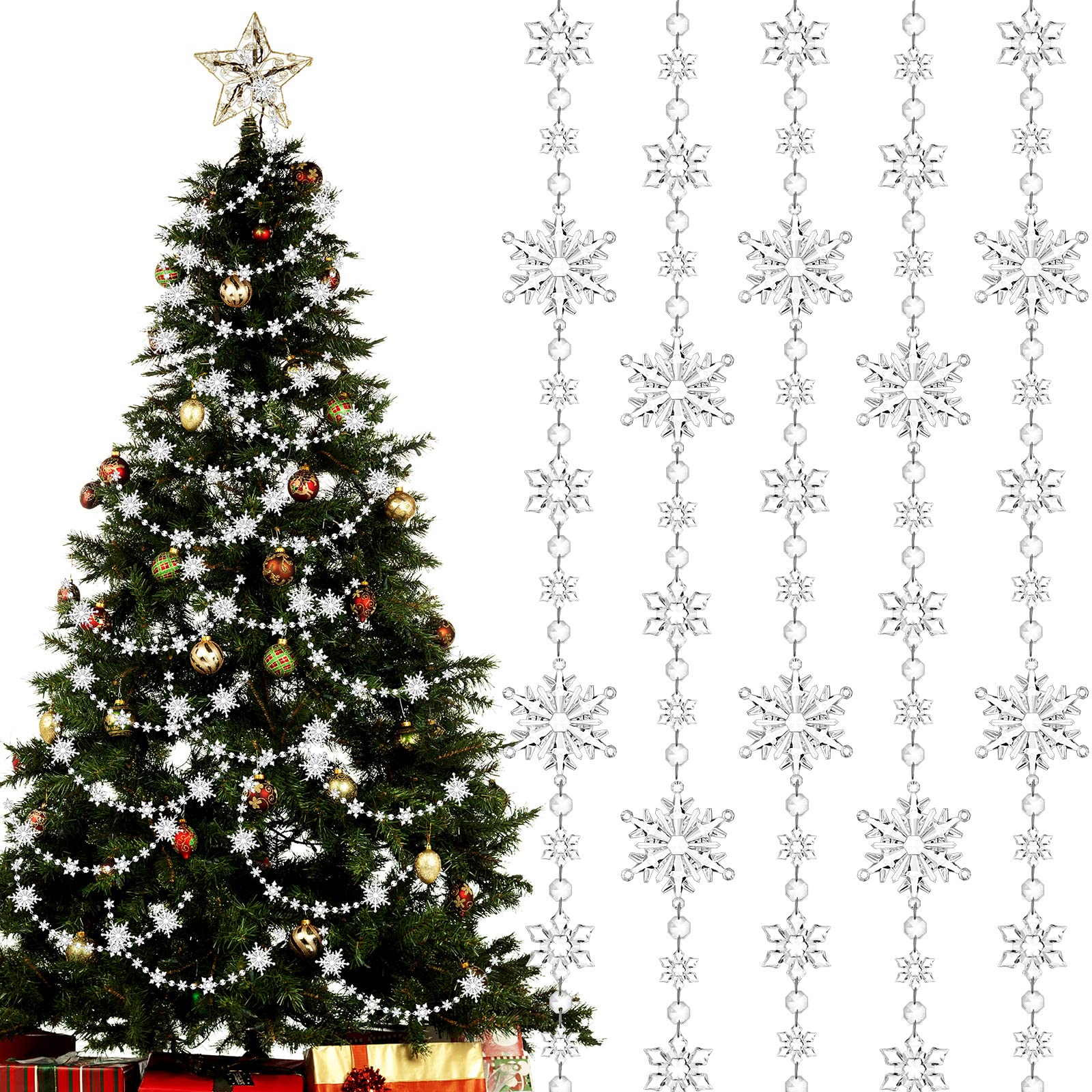 Amazon.com: Christmas Snowflake Tree Garland Acrylic Snowflakes Hanging ...