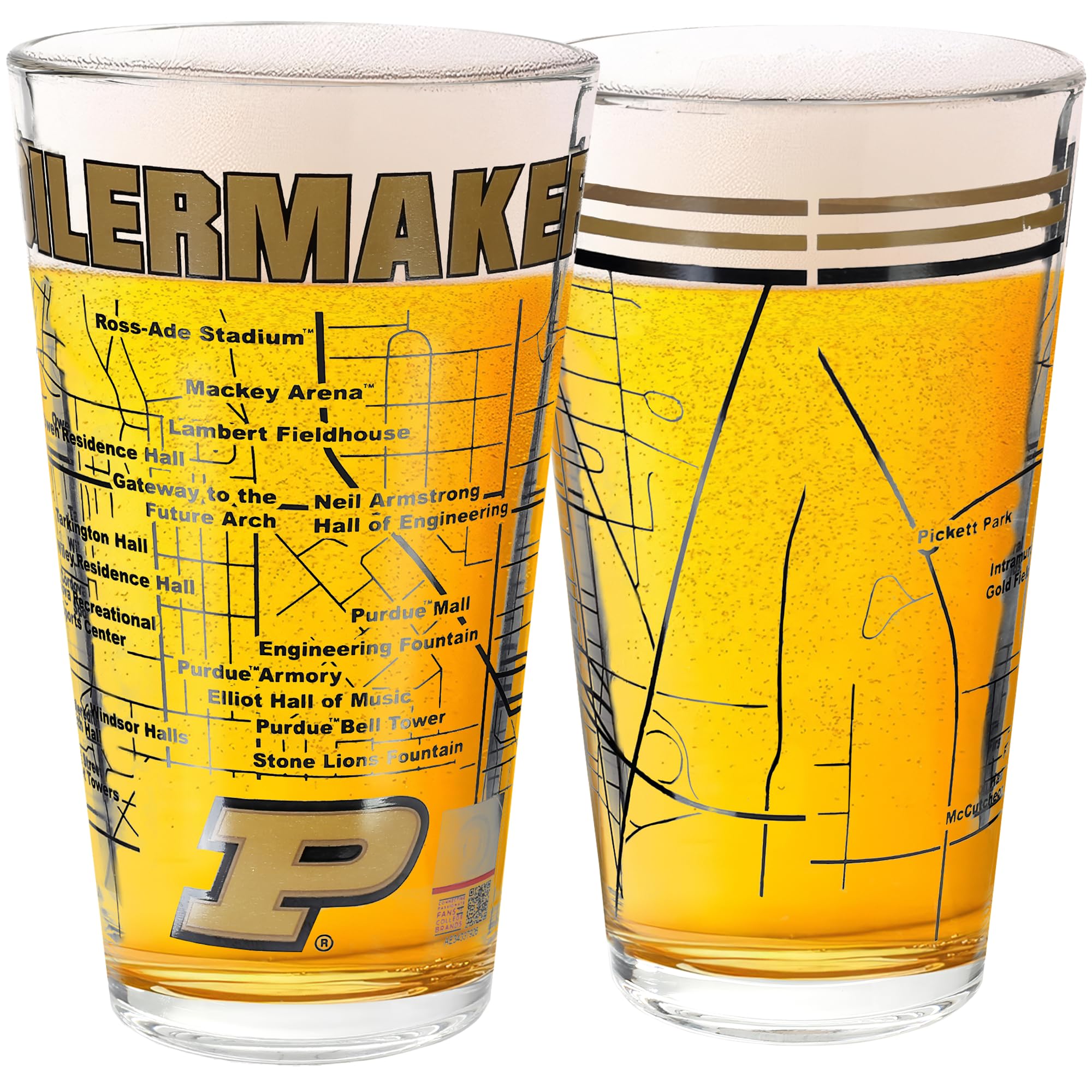 Amazon.com | Greenline Goods Purdue University Pint Beer Glasses Set of ...