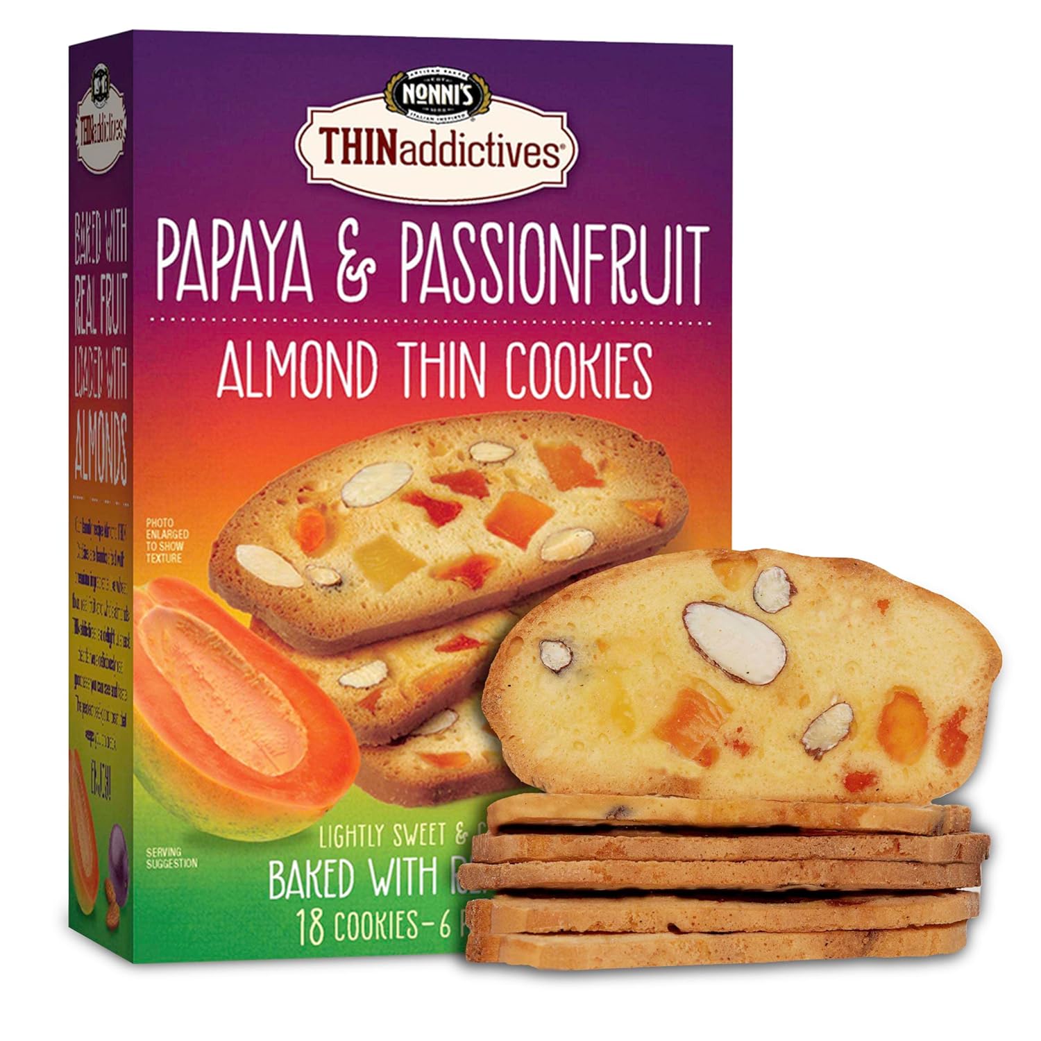 Amazon.com: Nonni's THINaddictives Almond Thin Cookies - Papaya ...
