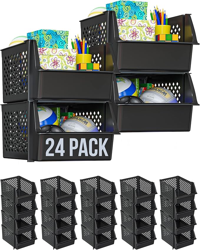Amazon.com - Skywin TidyFriend Plastic Stackable Storage Bins for ...