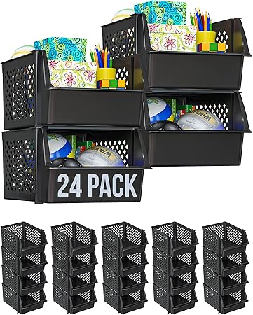 Amazon.com - Skywin TidyFriend Plastic Stackable Storage Bins for ...