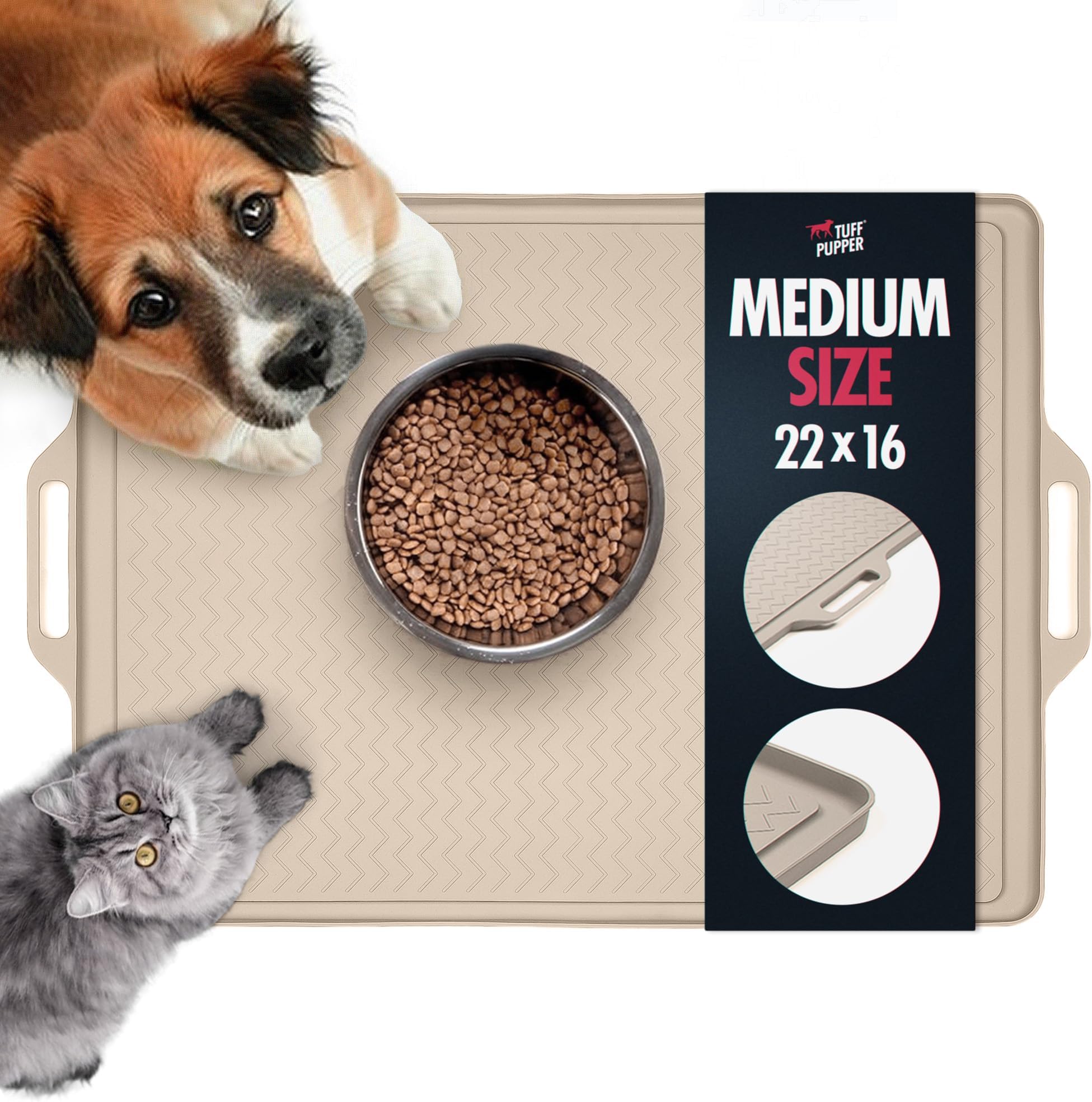 Amazon.com: Tuff Pupper 22x16 Medium Waterproof Pet Feeding Mat ...