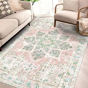 Amazon.com: Vhong Boho Area Rugs Vintage Washable Neutral Modern Dusty ...