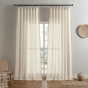Joydeco Linen Curtains 108 Inch Length 2 Panels Set for Bedroom, Light ...