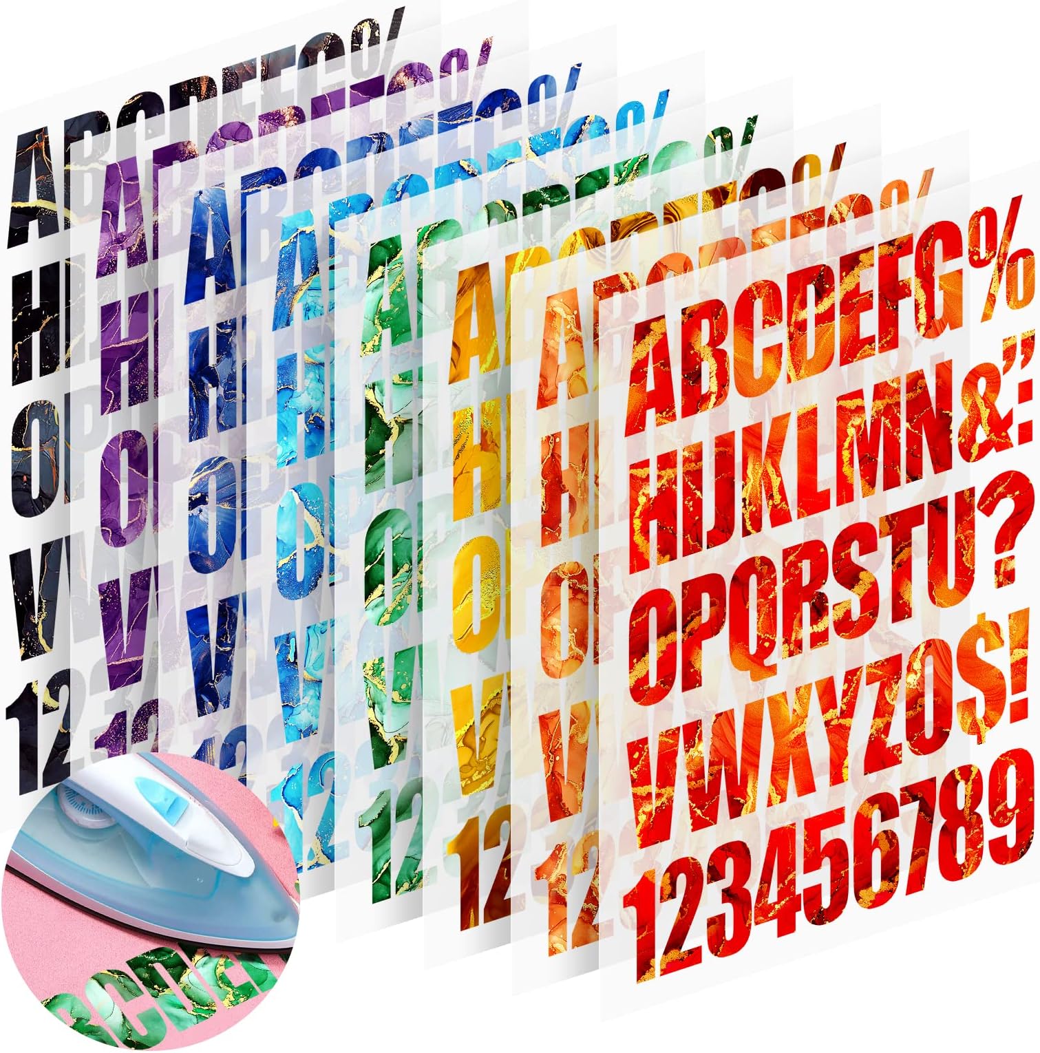 Amazon.com: Cysincos Iron on Letters for Clothing Heat Transfer T ...