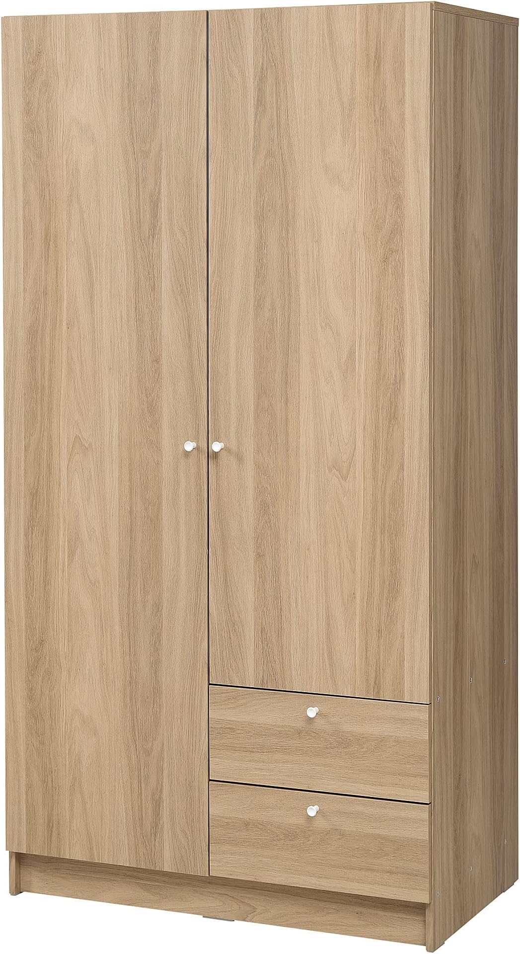 Ikea VILHATTEN wardrobe with 2 doors and 2 drawers, oak effect : Amazon ...