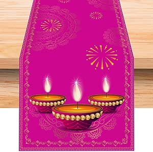 Amazon.com: Linen Diwali Table Runner 72 Inches Long Diwali Table Cloth ...