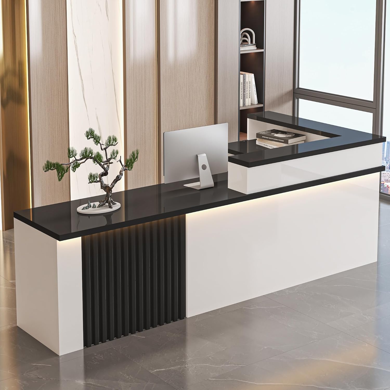 Amazon.com: GMVVAC Modern Wooden Reception Desk with Counter ...