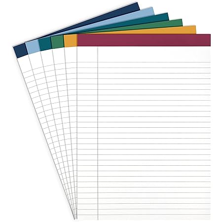 Amazon.com : PAPERAGE Lined Legal Pads, (Jewel Tone), 6 Pack, 50 Sheets ...