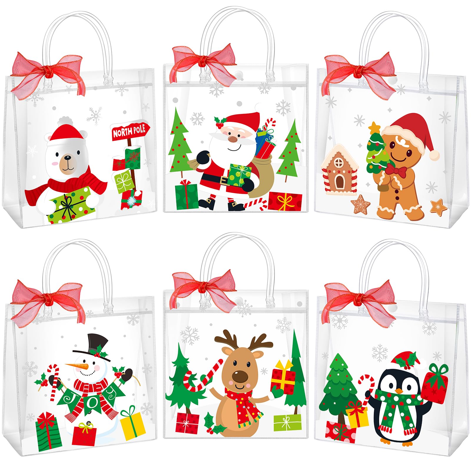 Amazon.com: YIDAKO 24Pcs Christmas Clear Gift Bags Plastic Totes Bags ...