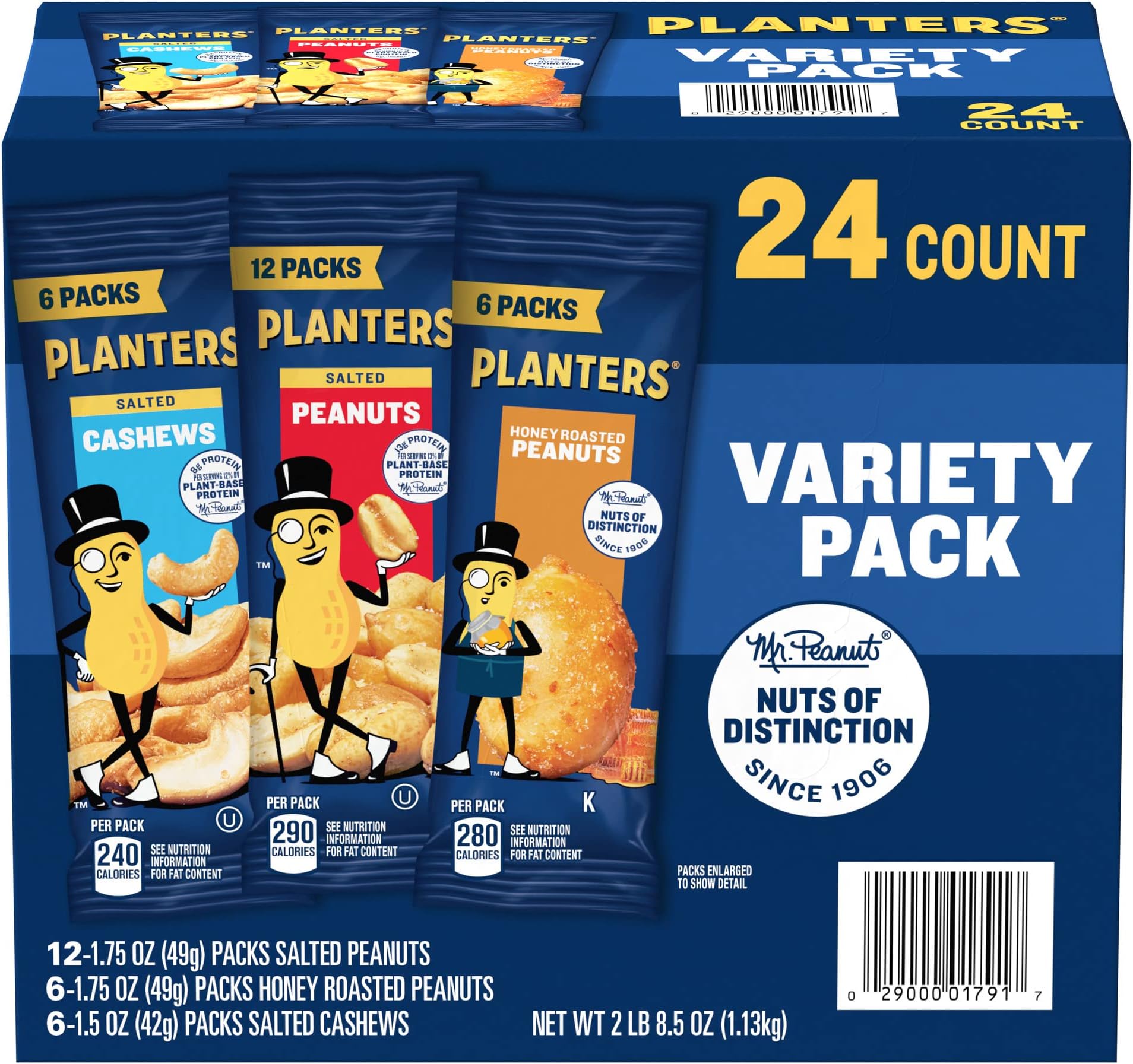 Amazon.com: PLANTERS Peanuts & Cashews Variety Pack, 40.5 oz, Includes ...