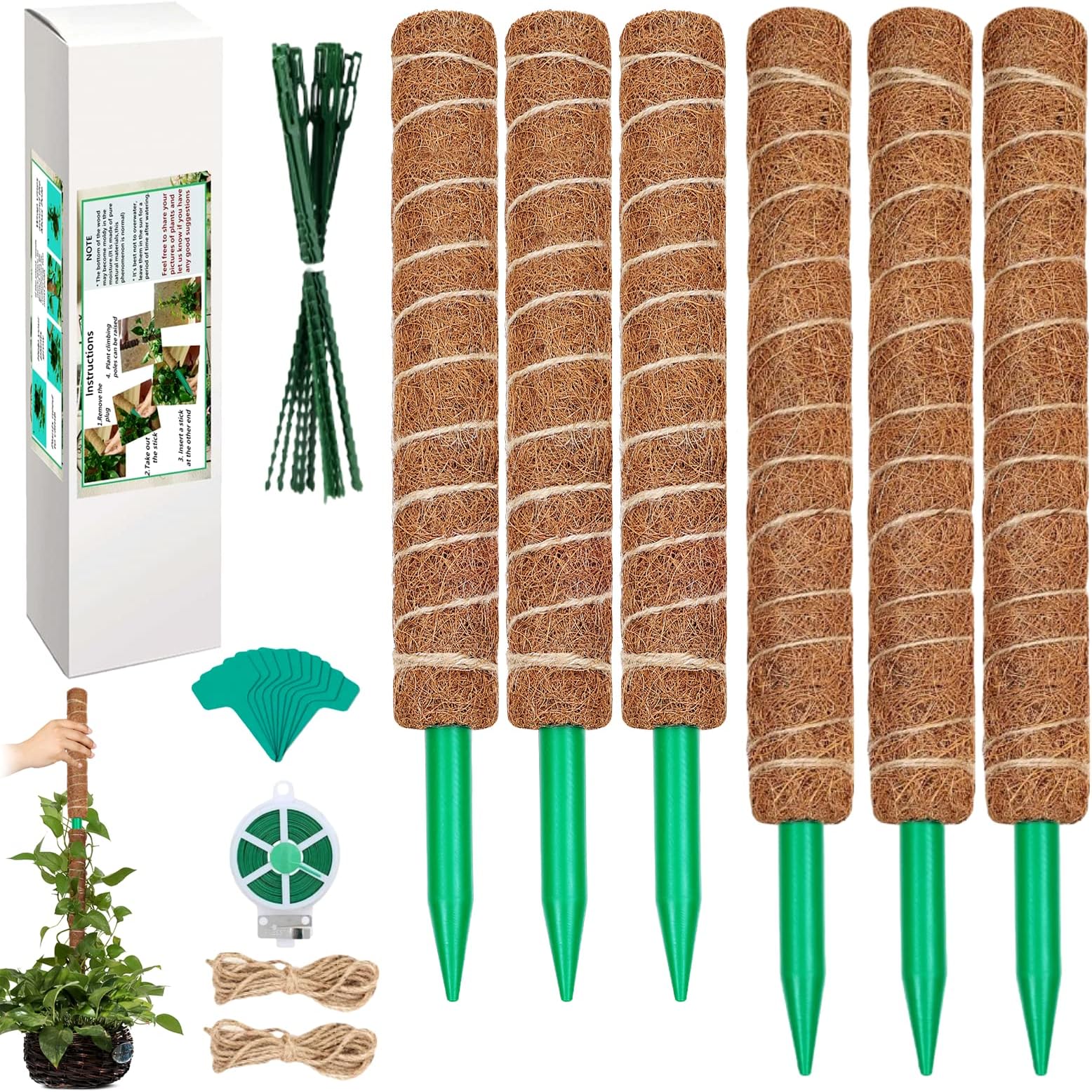 Amazon.com : 30 Pcs Moss Pole for Plants Monstera 16.5 Inch Coir Poles ...