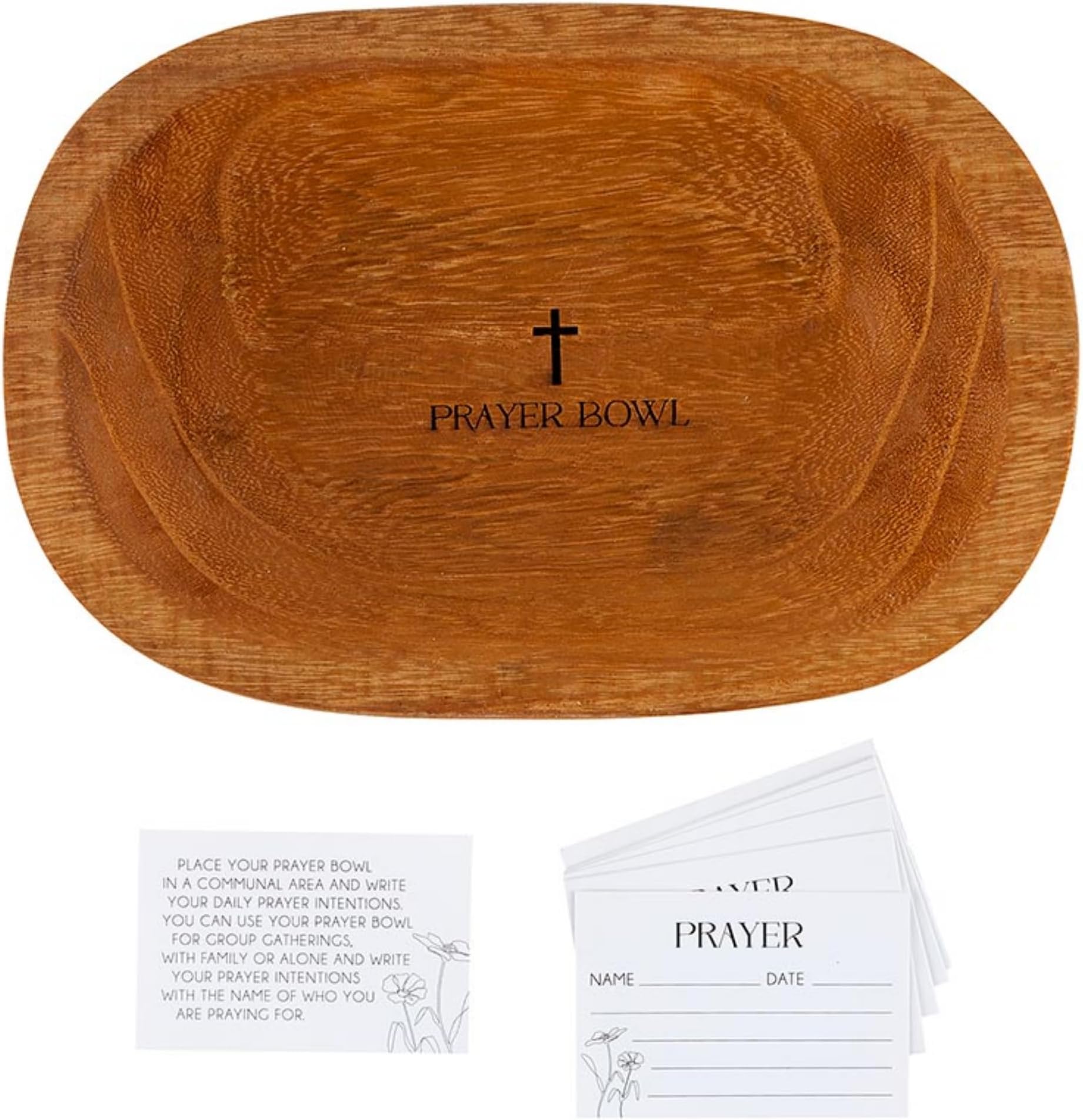 Amazon.com: Faithworks Small Dough-Bowl Style Wooden Prayer Bowl with ...