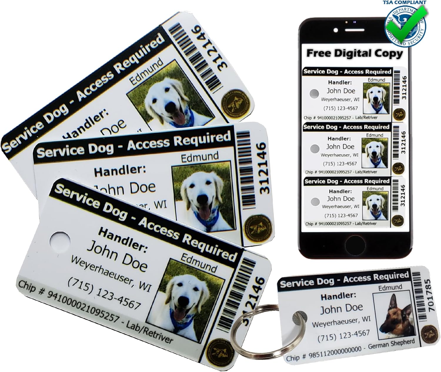 Amazon.com: ActiveDogs Registered Service Dog ID Tags with Digital Copy ...