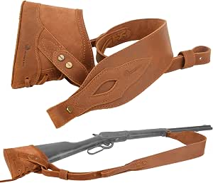 WAYNE'S DOG No Drill Leather Rifle Sling with Slip-on Recoil Pad and ...