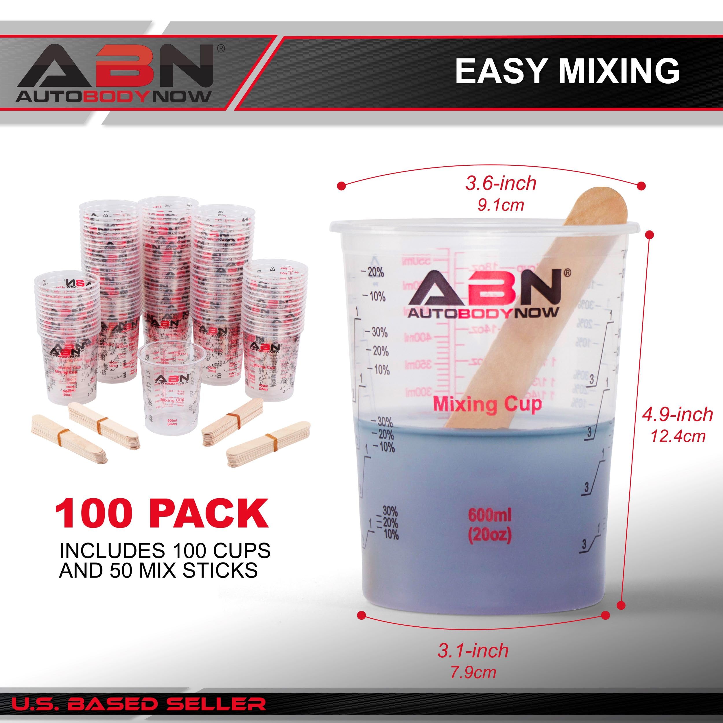 ABN Flexible Graduated Plastic Mixing Cups Paint Mixing Cups 100pc ...