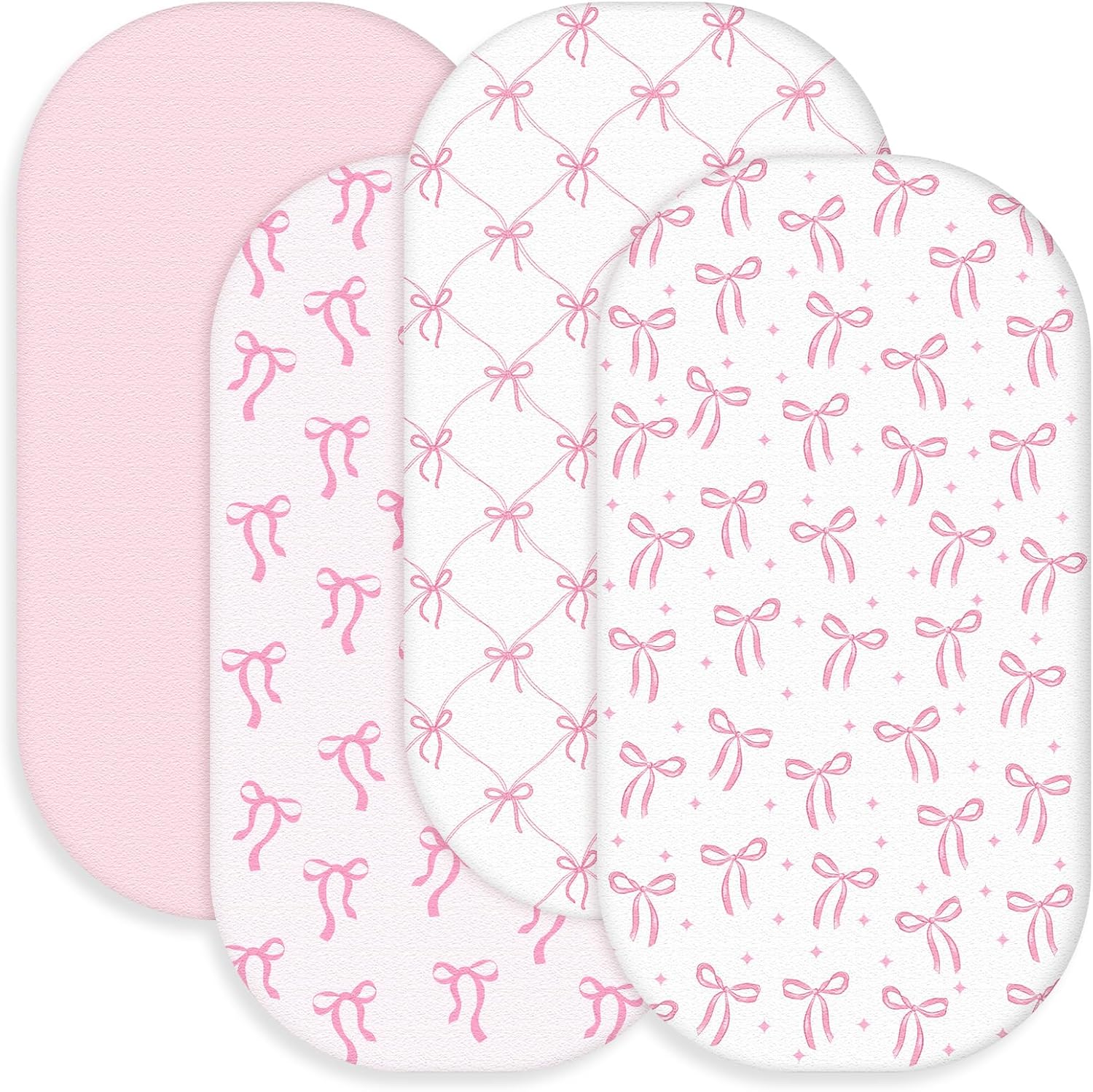 Amazon.com: Peryiter 4 Pack Pink Bow Crib Sheets for Baby Girls Boys ...