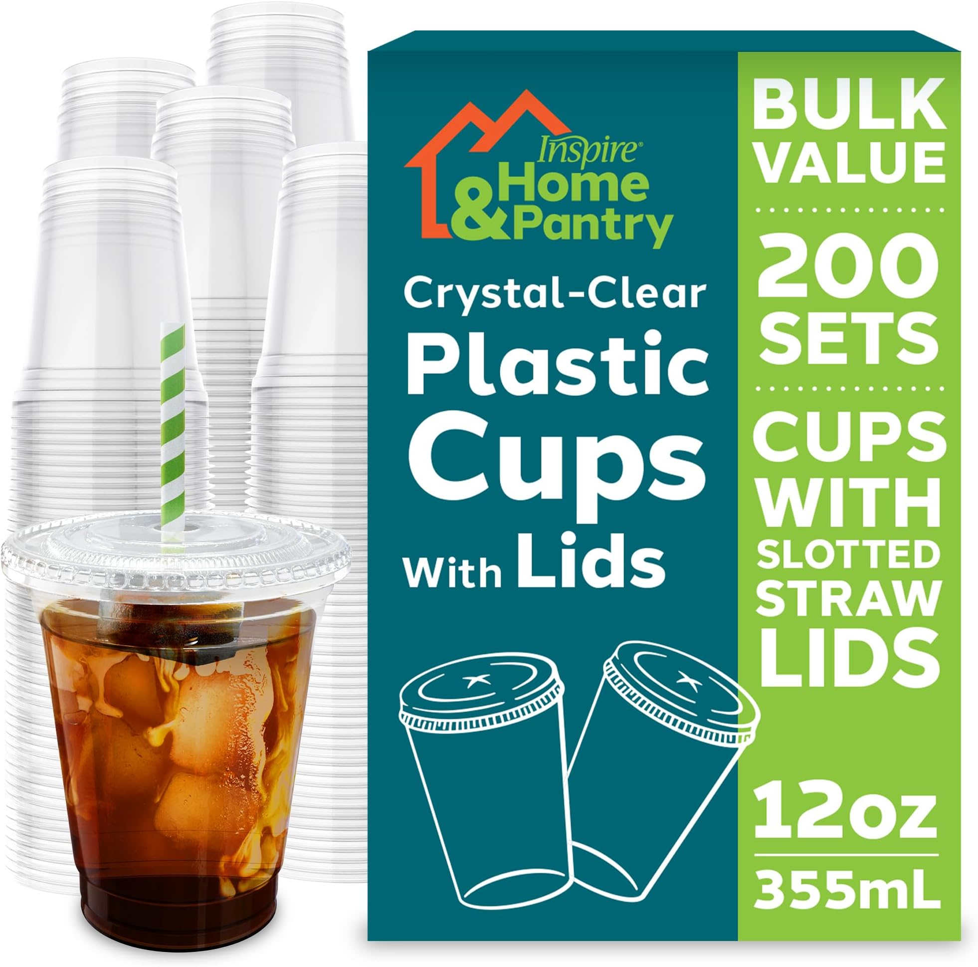 Amazon.com: Inspire Home & Pantry Plastic Cups with Lids | BULK SAVINGS ...