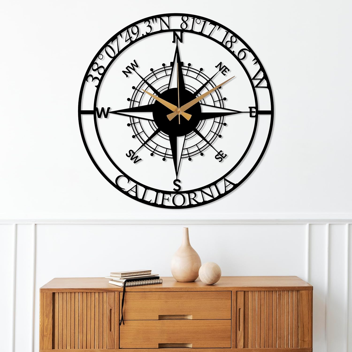 Amazon.com: Personalized Compass Metal Wall Clock, Customize ...