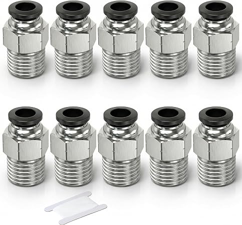 YIZOR 10 Pcs Push to Connect Pneumatic Fittings, 8mm Tube OD x 3/8" BSP ...