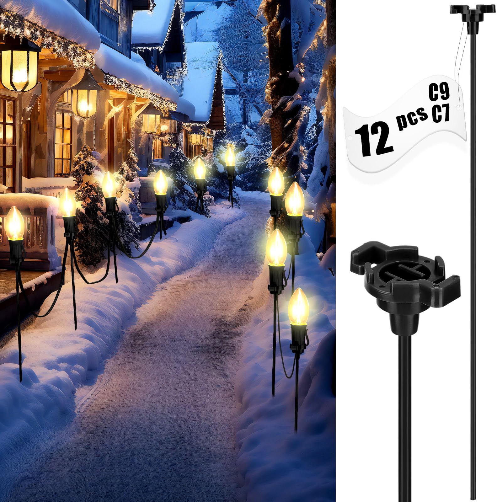 Amazon.com : Gisafai 12 Pcs 15 Inch Christmas Metal Light Stakes ...