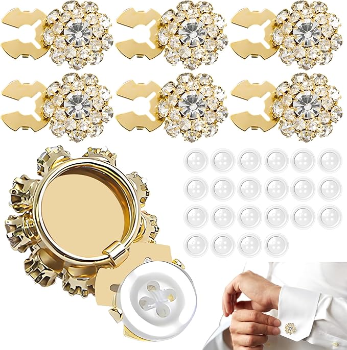Amazon.com: 6Pcs Button Covers with Rhinestones & Gold Base, Sewing ...