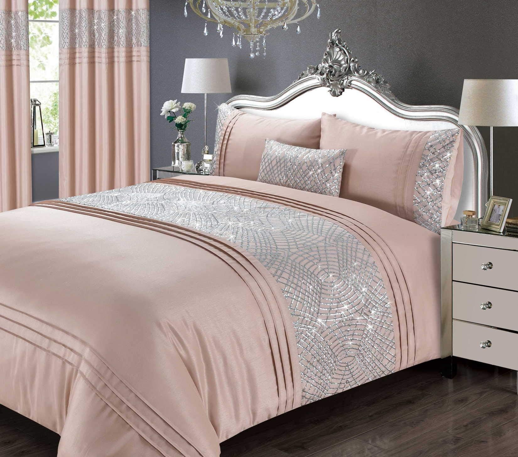 Rapport Sequin Duvet Cover Bed Set, Blush, Single : Amazon.co.uk: Home ...